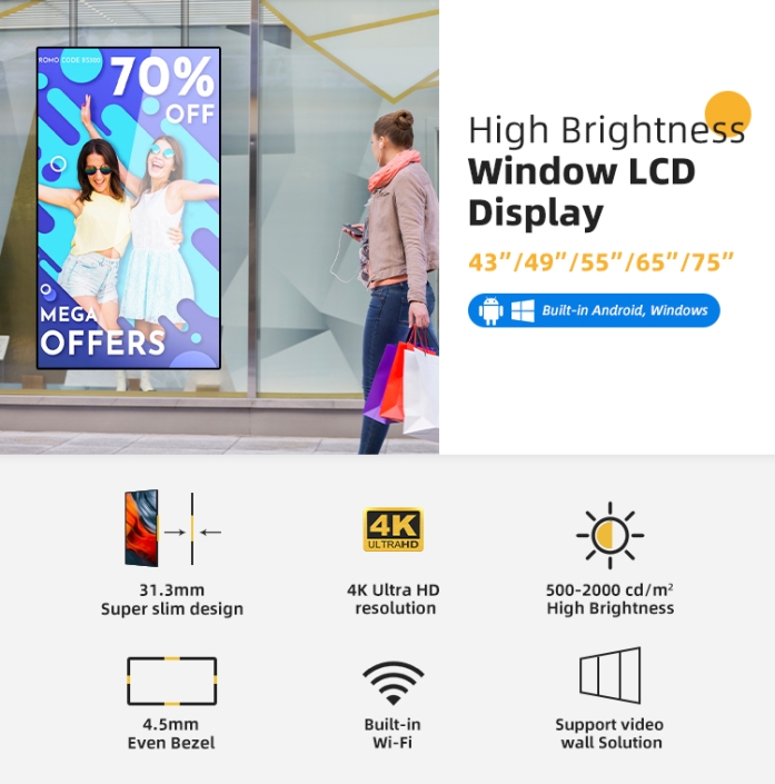 High Brightness Window Advertising Screen - kontech